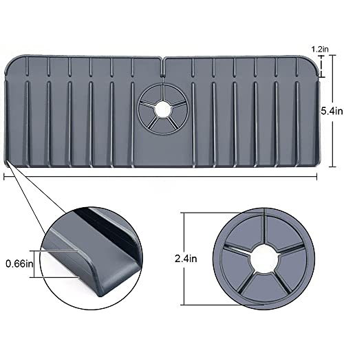 Kitchen Sink Splash Guard,Silicone Faucet Mat for Kitchen Sink,Sink Draining Pad Behind Faucet ,Drip Protector for Kitchen for Kitchen Bathroom Farmhouse (Gray)