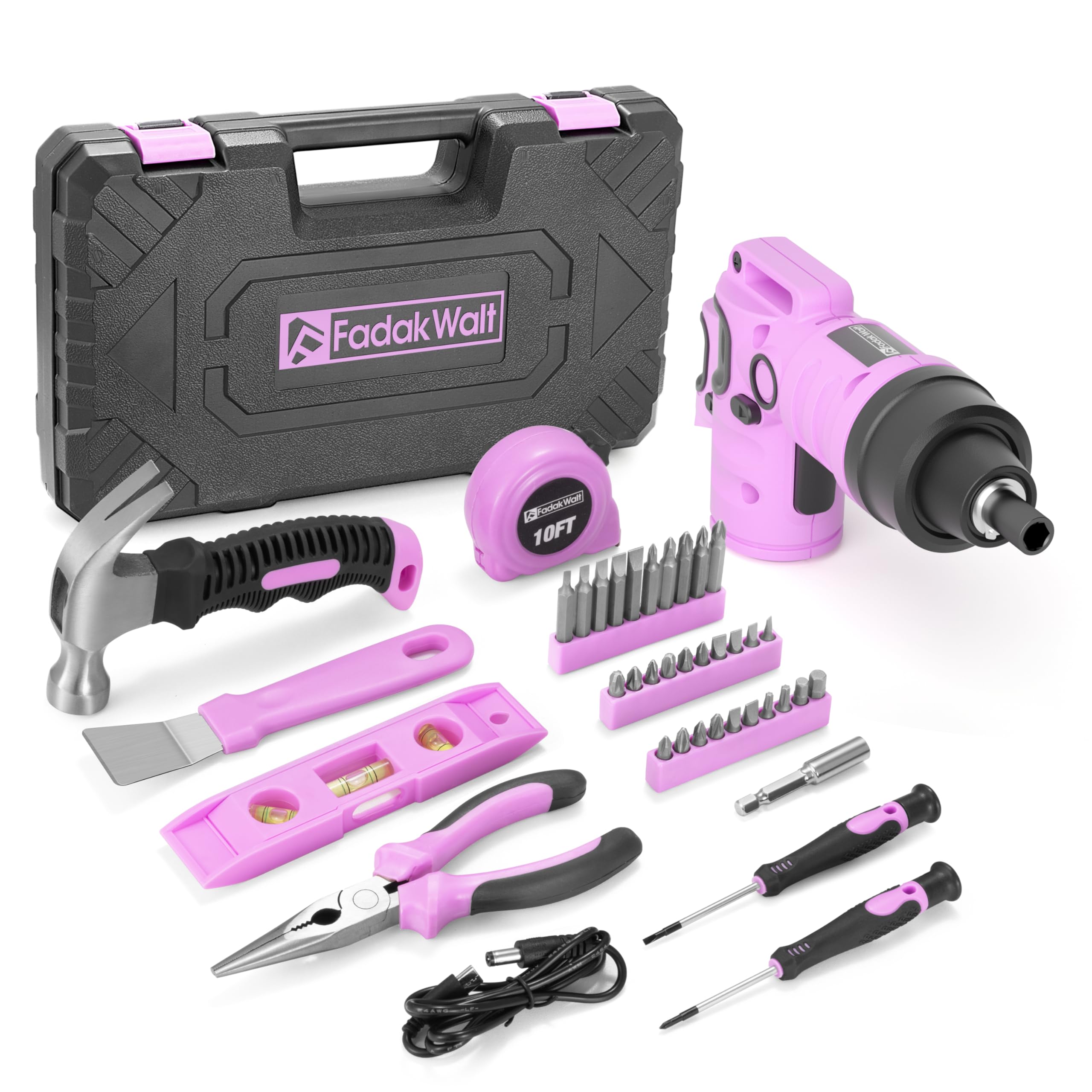 FADAKWALT 40pcs Electric Screwdriver kit with 3.6V USB Electric Screwdriver and drill set, Complete general tool set cordless screwdriver set Rechargeable for Home with Storage Toolbox