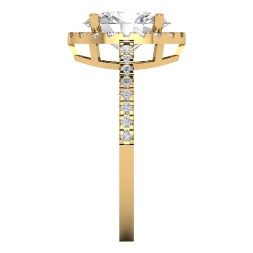 Clara Pucci 4.85 ct Oval Cut Genuine Lab Grown Diamond VS1-VS2 J-K 14K Yellow Halo Gold Bridal Wedding Engagement Designer Ring size 6.5