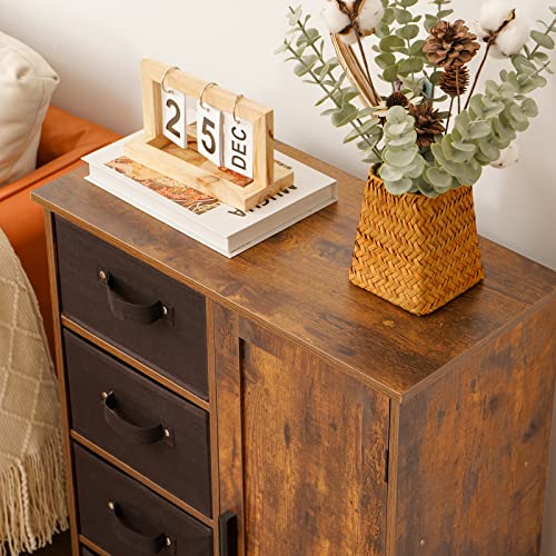 usikey Storage Cabinet with 4 Removable Drawers and 1 Door, Accent Floor Cabinet with Adjustable Shelves, Cupboard for Living Room, Bedroom, Rustic Brown