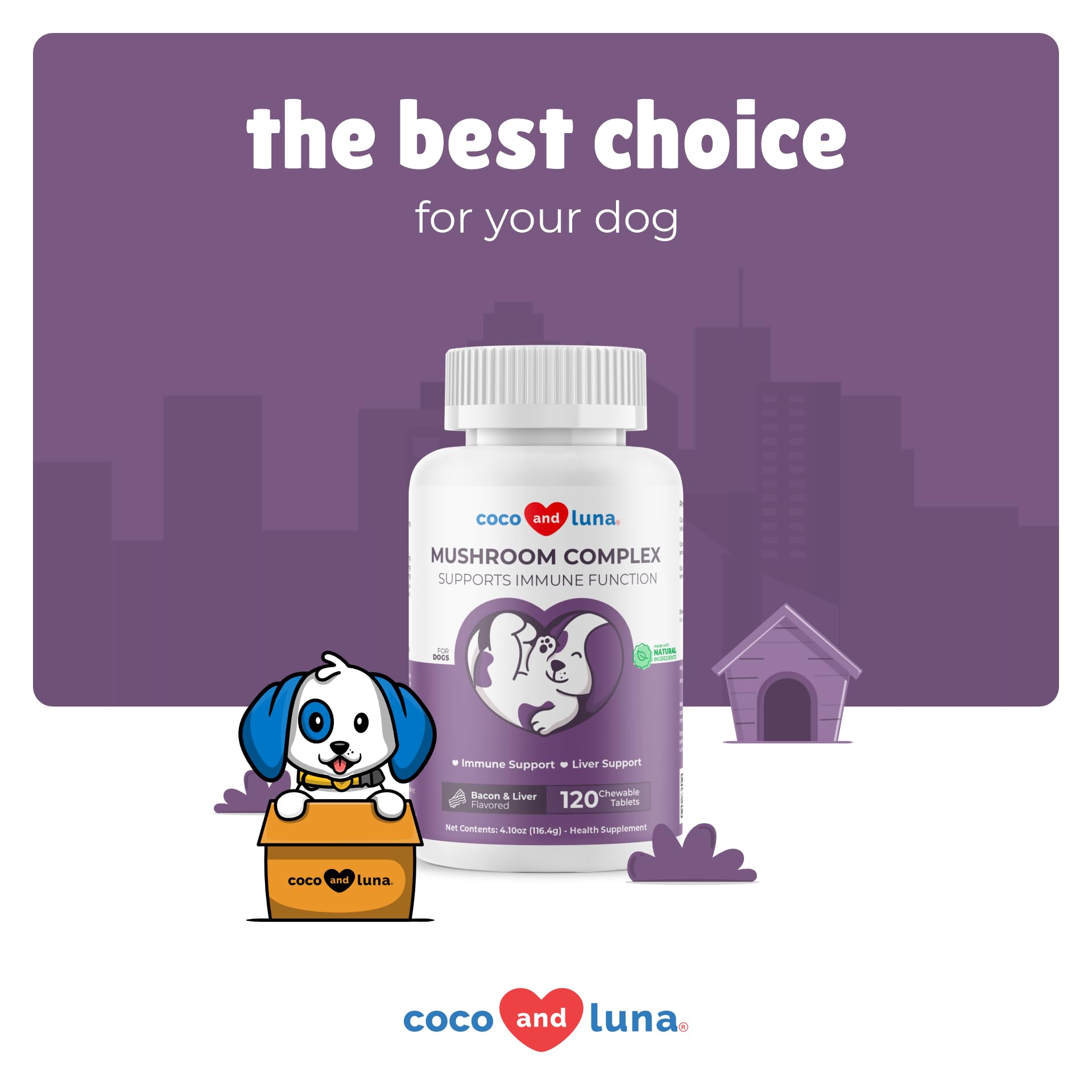 Mushroom Complex for Dogs - 120 Chewable Tablets - Turkey Tail Mushroom for Dogs - Immune Support, Joint Support, Digestive Support and Liver Support with Milk Thistle - Dog Mushroom Supplement