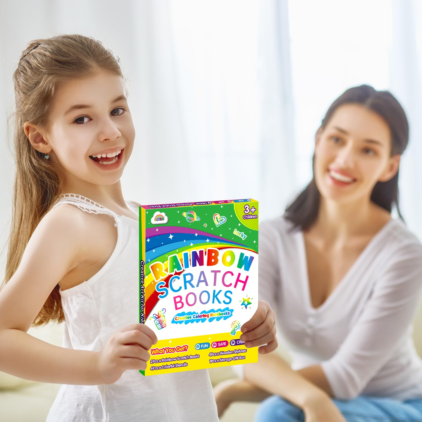 ZMLM Scratch Paper Art Craft Gift: 2 Pack Rainbow Scratch Set for Kids Drawing Coloring Craft Black Magic Art Supplies Kits Easter Basket Stuffers for Girls Boys Birthday Valentines Day Toys
