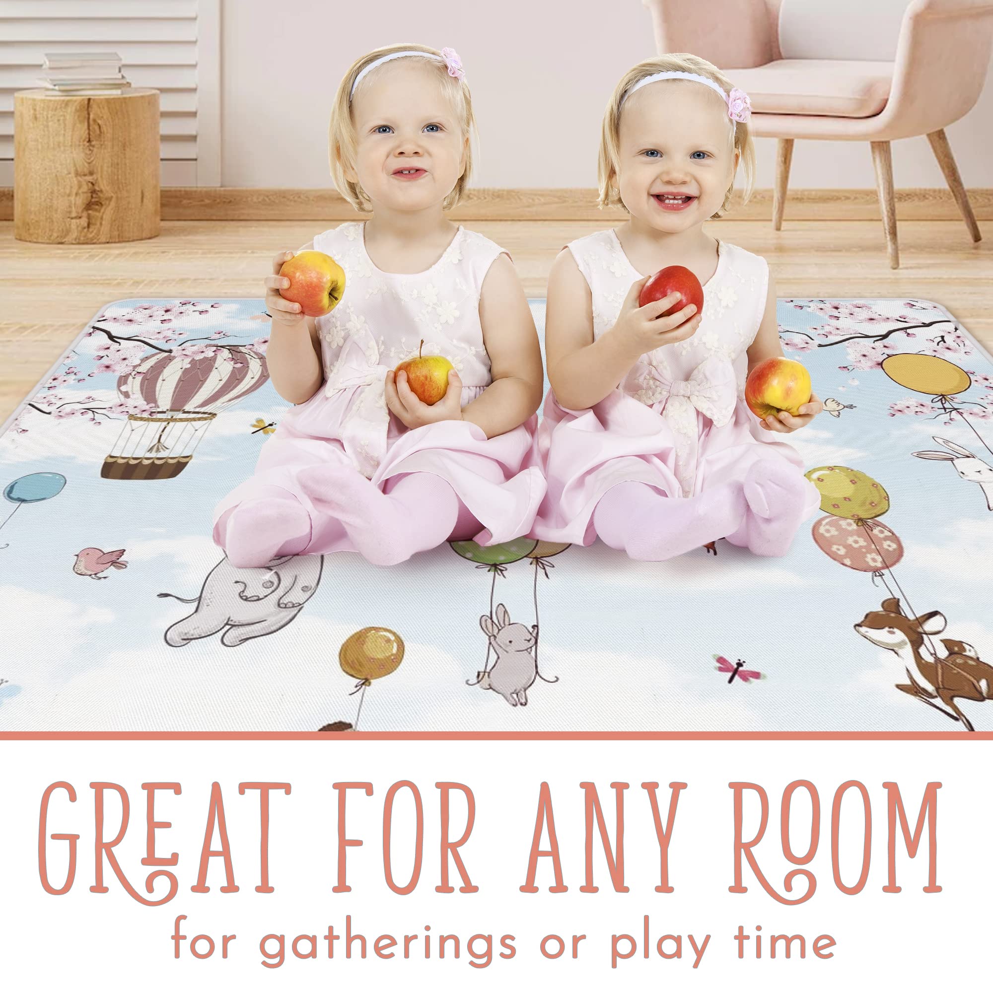 Splat Mat Under High Chair Splash Mat - 51" Floor Protection SI Anti-Slip Waterproof Washable High Chair Mat Multipurpose Table Cloth Portable Picnic Play Mat with Early Education Pattern Splash Mat