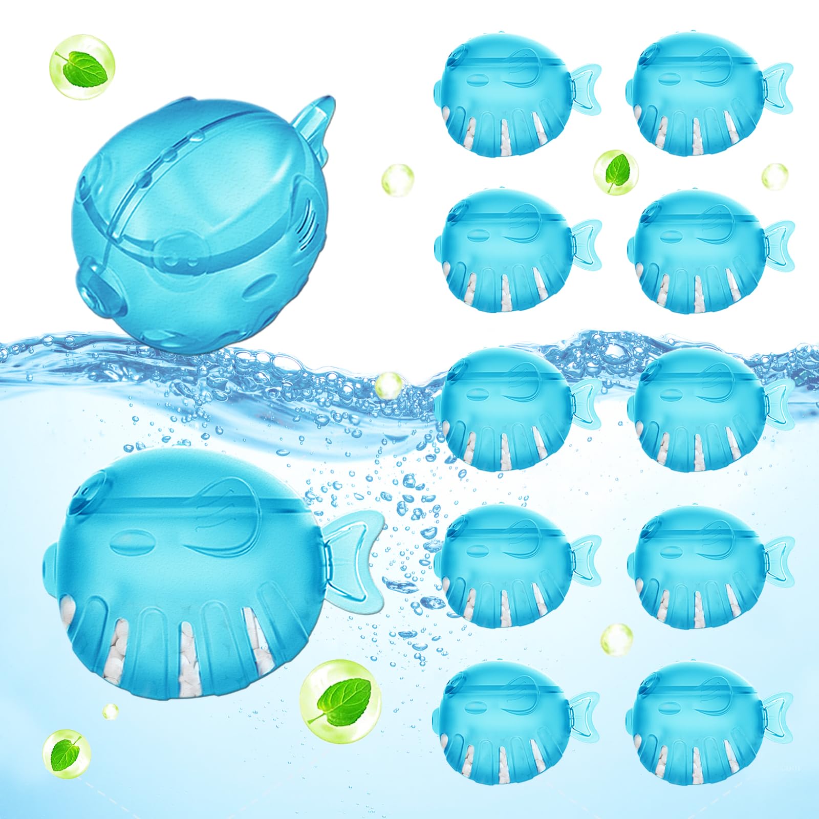 Humidifier Cleaner, Humidifier Cleaning Fish for Humidifiers & Fish Tanks, Purifies Water, Prevents Hard Water Build Up, Eliminates White Dust Odours, 10PCS, Blue, PB-23