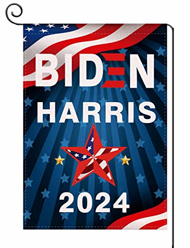 YaoChong Biden Harris Flag Vote 2024 President Small Garden Flag Vertical Double Sided 12.5x18 Inch, Patriotic American Star Election Yard Gift House Decoration(2024)
