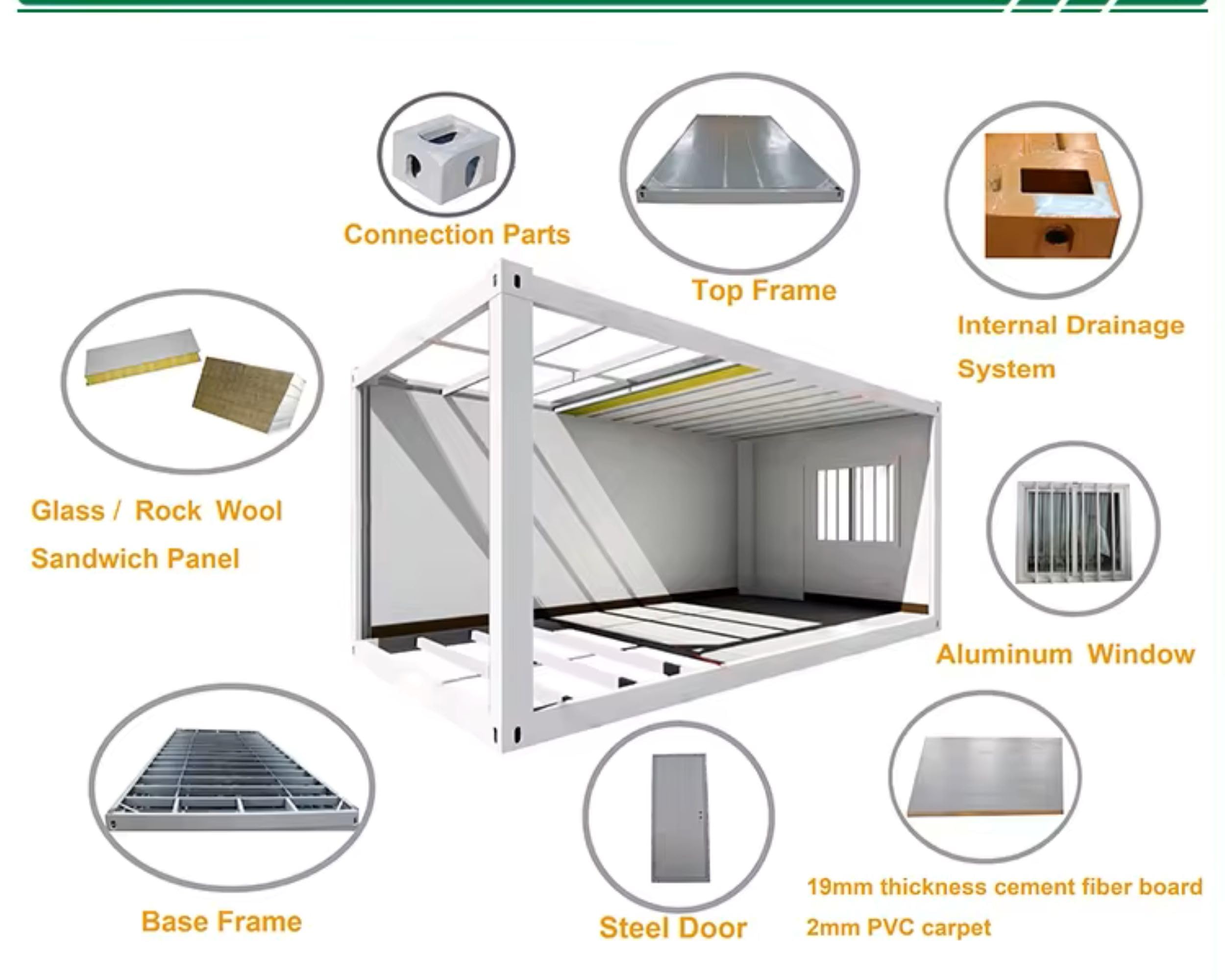 Generic Airconditined Modular Home Prefabricated Luxury Bungalow, Home,Storage 20ft Container Home, Customized