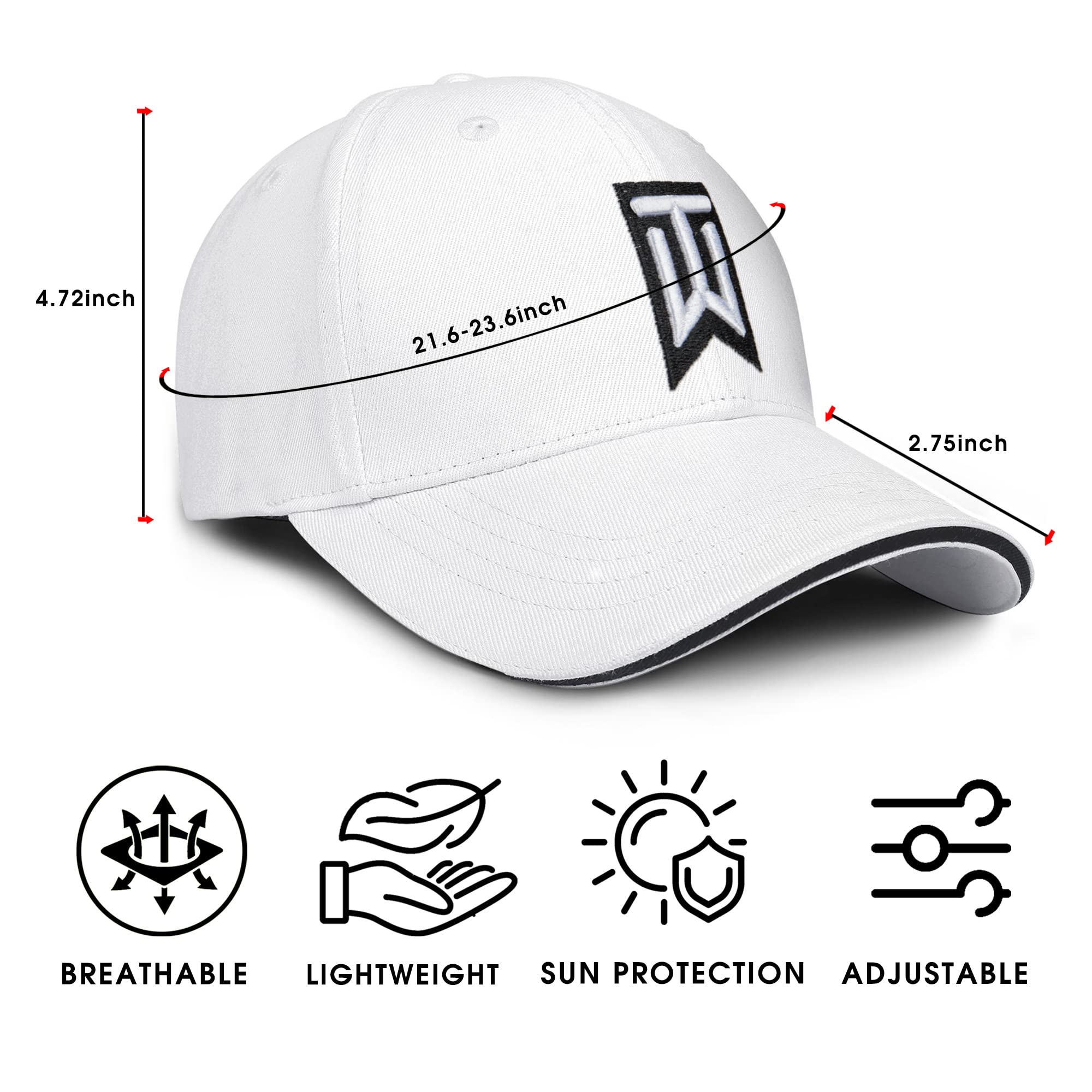 Classic Embroidered Logo Golf Hat Adjustable Baseball Cap Fans Baseball Hat for Men Women White