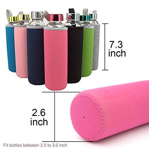sunkey 7 Pack Neoprene Water Bottle Sleeve 12oz - 19.4 oz Insulated Collapsible Drink Bottle Covers Carrier, Multi-color