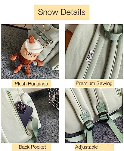 JHTPSLR Minimalist Aesthetic Backpack Solid Preppy Backpack Lightweight Backpack Casual Daypack Book Bags Backpack Supplies (Beige)