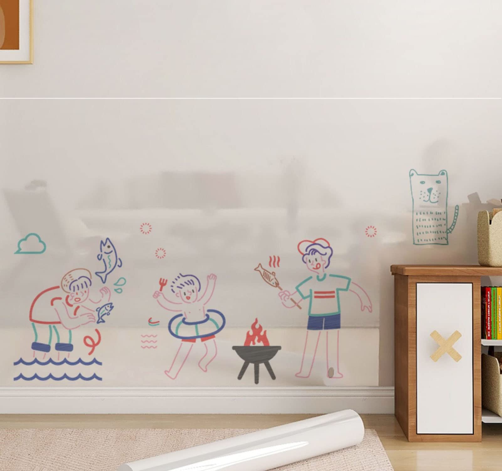 Electrostatic Absorption Wall Protective Film,Removable Clear Wall Protector Oil Proof Waterproof Sticker Furniture Protective Film Sticker, Heat Resistant Anti Scratch Wallpaper (Size : 120x1000cm)