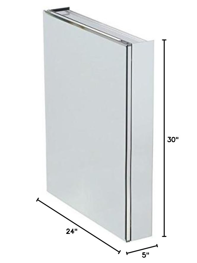 Pegasus 24-inch x 30-inch Recessed or Surface Mount Medicine Cabinet with Silver Beveled Mirror (5 x 30 x 24)