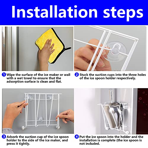 Ice Scoop Holder for Ice Machine, Universal&Foldable Design, Stainless Steel Heavy Duty Ice Scoop Holder for Commercial,Restaurant,Countertop Ice Maker Freezer Refrigerator Kitchen
