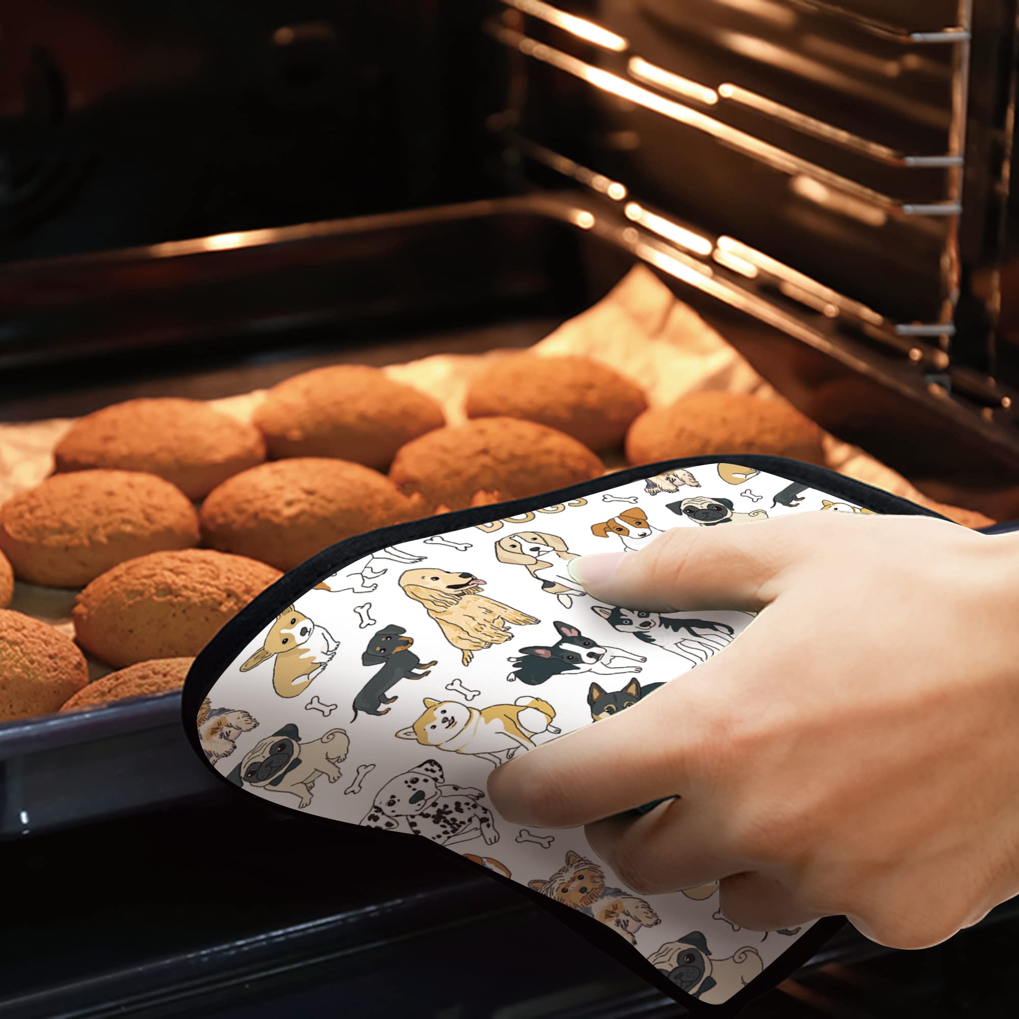 Cute Dogs Pot Holders Set of 2 Kitchen Heat Resistant Potholder for Microwave Cooking Baking Oven End Dishes and BBQ