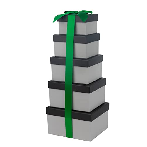 Gift Boxes with Lids+Ribbon Gift Box Assorted Sizes Decorative Nested Boxes for Presents Cardboard Gift Boxes for Birthdays thanks giving 2022 Anniversary and More - Round, Square, (gray tower)