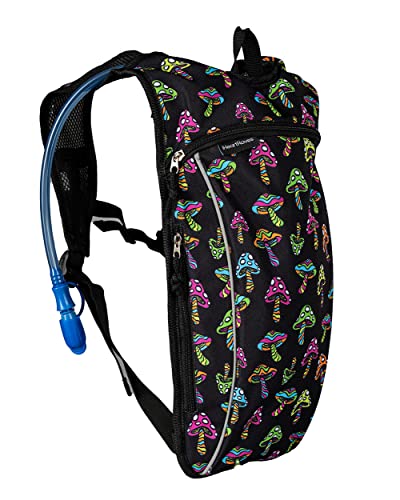 iHeartRaves Space Spores Hydration Pack Cute Holographic Rave Water Backpack Hydropack 2 L - Raves, Music Festivals, Hiking, Running, Outdoor Activities, Exercise, Biking (Black, OneSize)