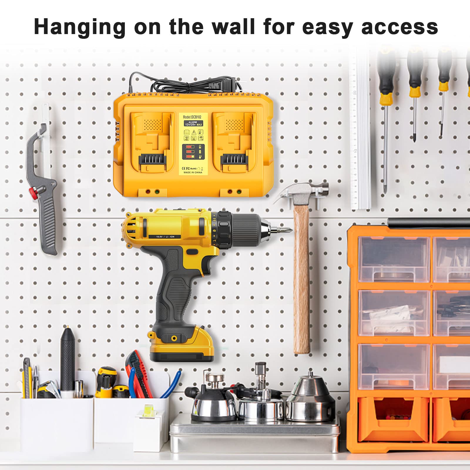 Lenoya Upgraded 20v 2Packs Replacement for Dewalt 20V Max Battery 7000mAh and DCB102 Charger Comaptible with Dewalt DCD DCF DCG Series Cordless Power Tools and 12V/20V Battery Charger Orange