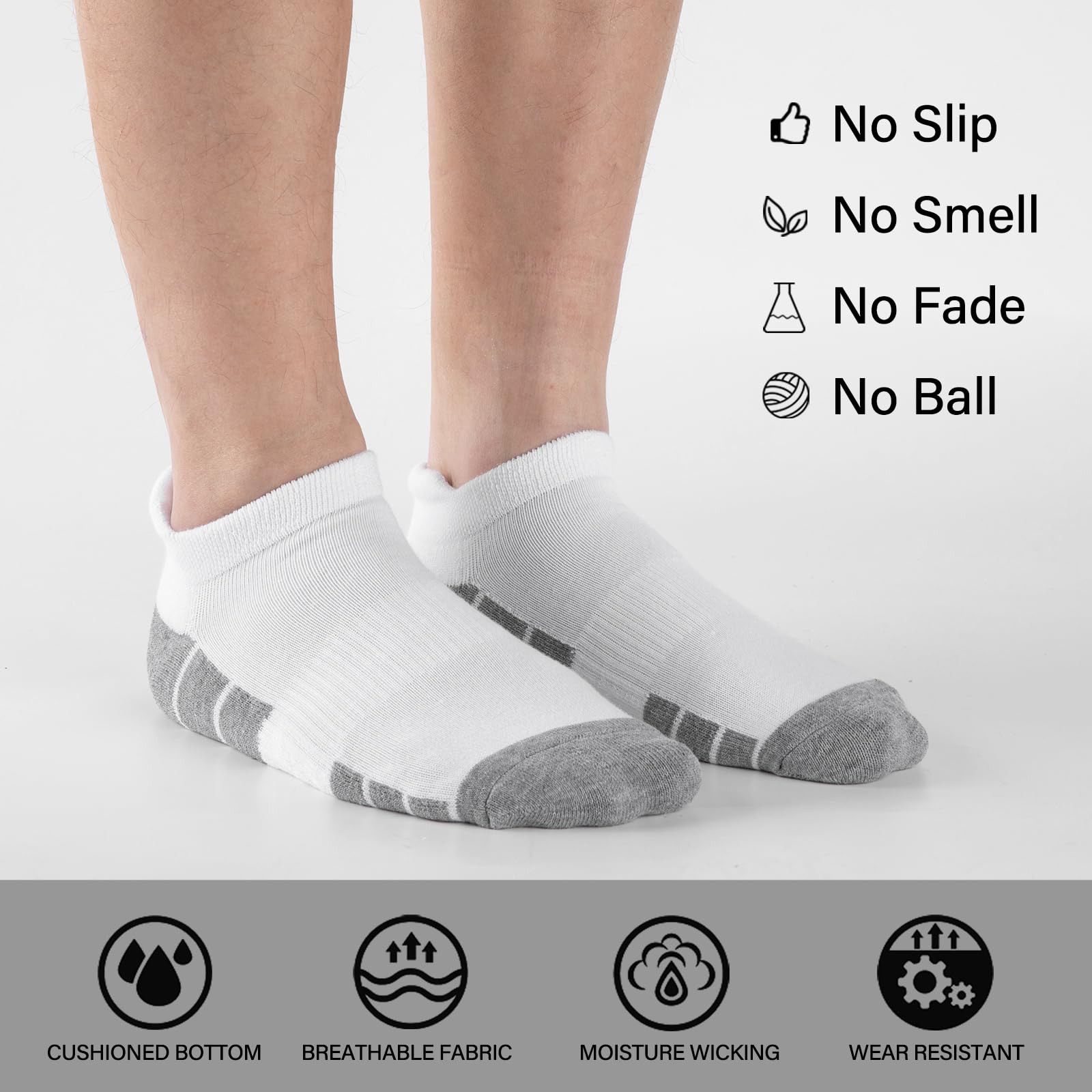 eallco Mens Ankle Socks Athletic Short Running Socks With Cushioned Sole 6 Pairs