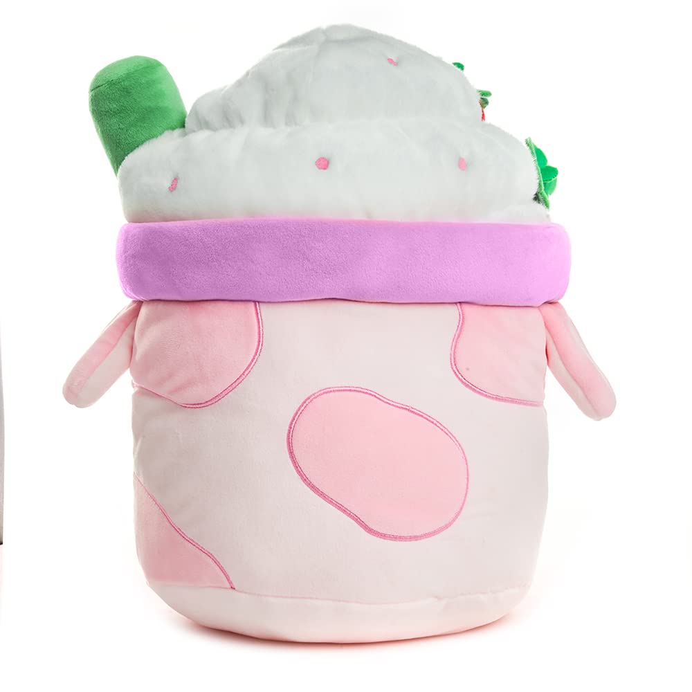 Cuddle Barn PlushGoals - Strawberry Mooshake Super Soft Cute Kawaii Cow Dessert Drink Collectible Stuffed Animal Plush Toy, 10 inches