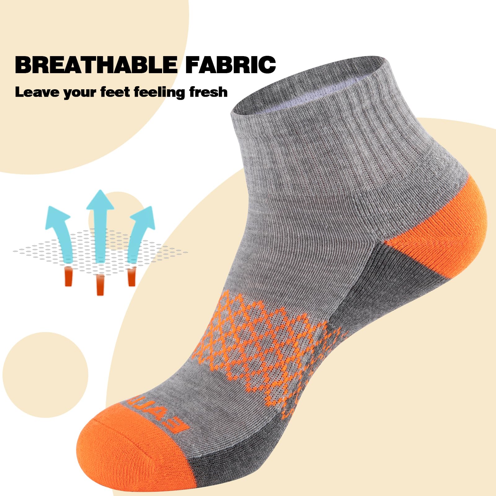 eallco Womens Ankle Socks Athletic Running Cushioned Short Socks Size 9-11 For Women 6 Pairs…