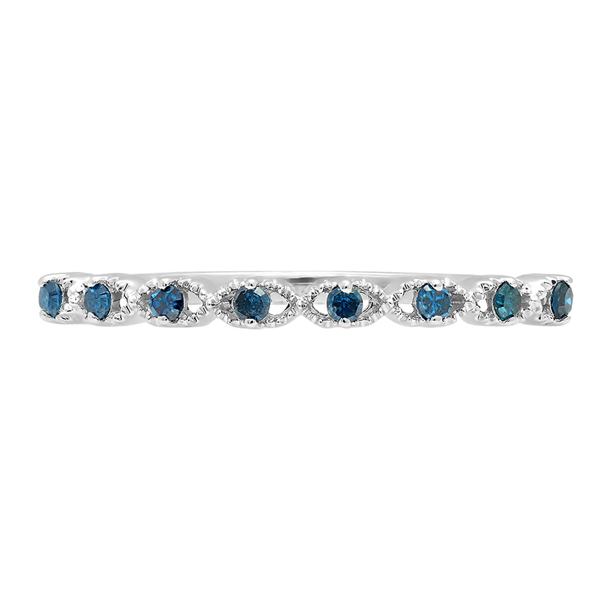 Dazzlingrock Collection 0.08 ctw Round Blue Diamond Wedding Band for Women in 925 Sterling Silver Size 7