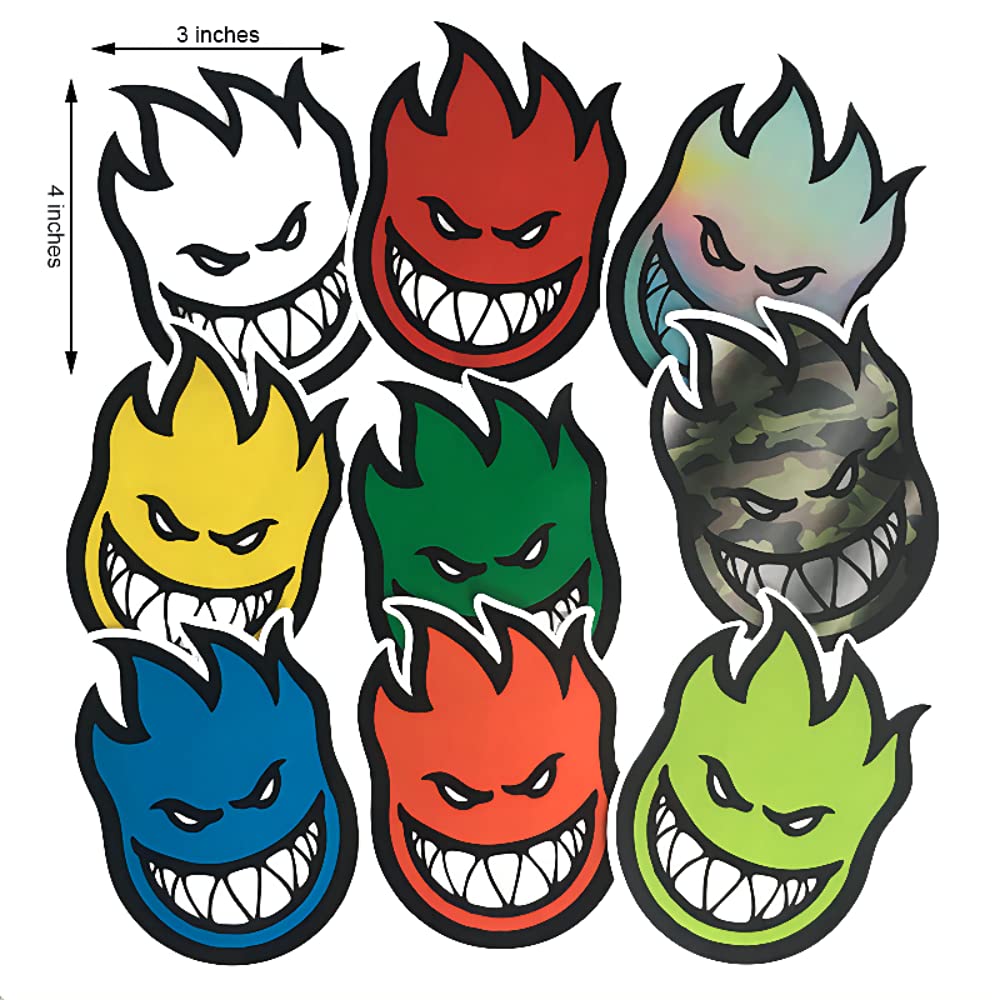 WaiYo 10 PCS Large Spit-Fire Stickers,4 Inches Stickers,Cool Flame Skateboard Stickers,Vinyl Waterproof Stickers for Laptop,Water Bottles,Luggage,Computer,Cellphone,Skateboard,Guitar
