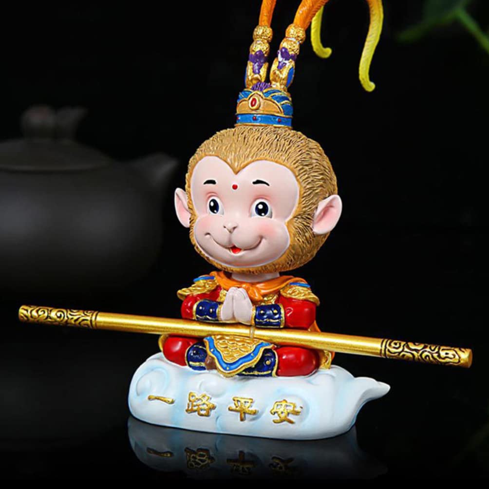 Car Shaking Head Doll Toy: Monkey Figurine Sun Wukong Statue Chinese Mythology Figure Collection for Home Office Table Dashboard Decoration