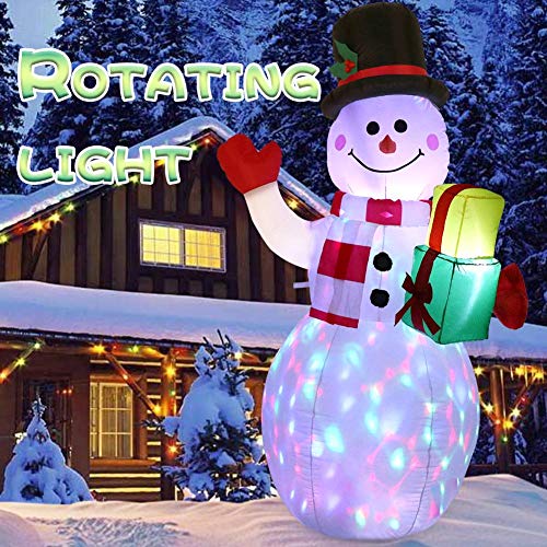 OurWarm 5FT Christmas Inflatables Outdoor Decorations, Inflatable Snowman Blow Up Yard Decorations with Rotating LED Lights for Indoor Outdoor Christmas Holiday Yard Garden Lawn Decor