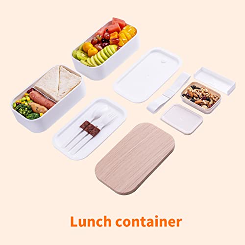 Uybieef Bento Box Adult Lunch Box with lunch bag, Japanese Lunch Box Containers for Adult, Bento lunch Box with Leakproof 54OZ White
