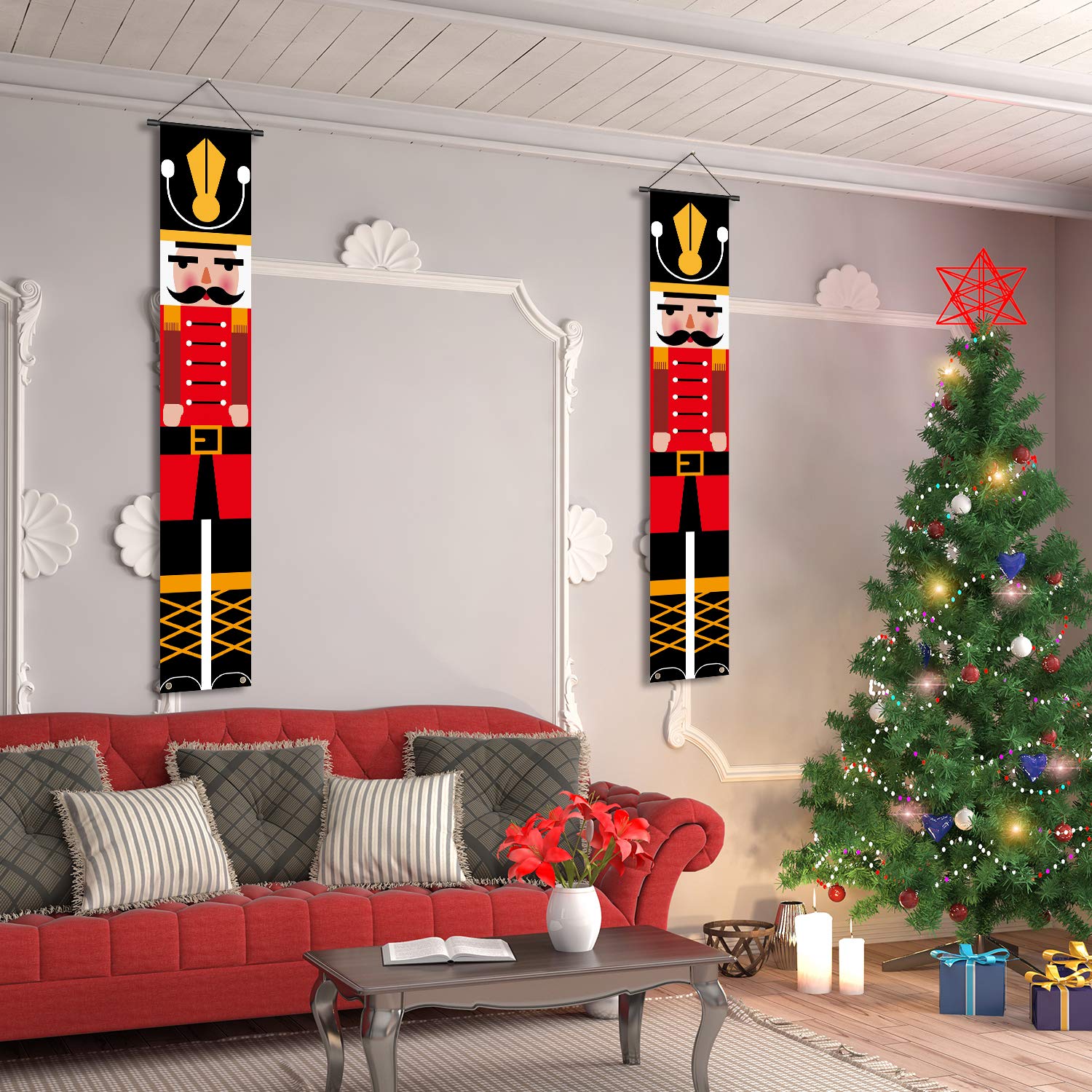 CODACE 70.8 Inch Nutcracker Christmas Decorations, Outdoor Indoor Xmas Banners Hanging Sign for Home Front Door Porch Wall