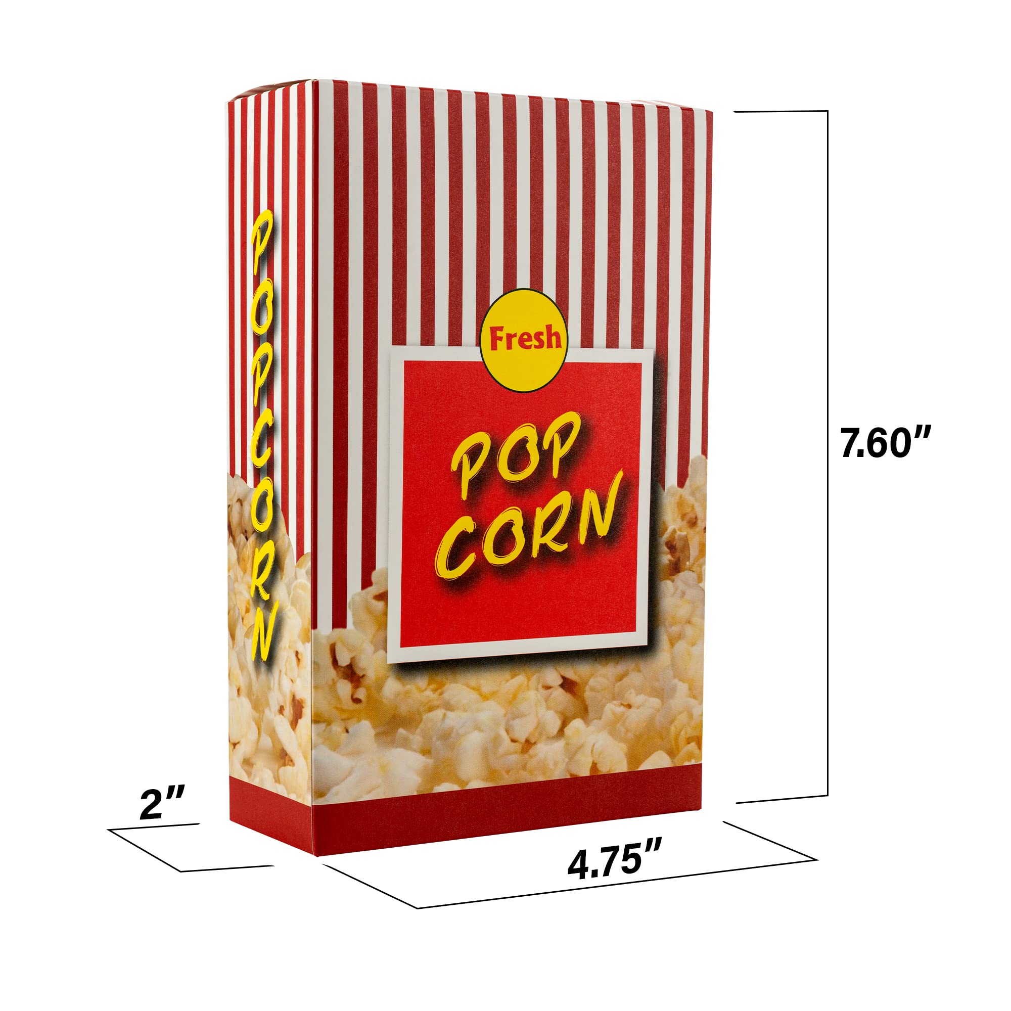 MT Products Popcorn Boxes for Party or Movie Night - 1.25 oz. (Pack of 50) - #3 Popcorn Buckets With Close Top