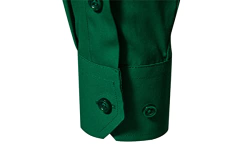 DELCARINO Men's Muscle Fit Dress Shirts Long Sleeve Casual Slim fit Button Down Shirt Green Medium