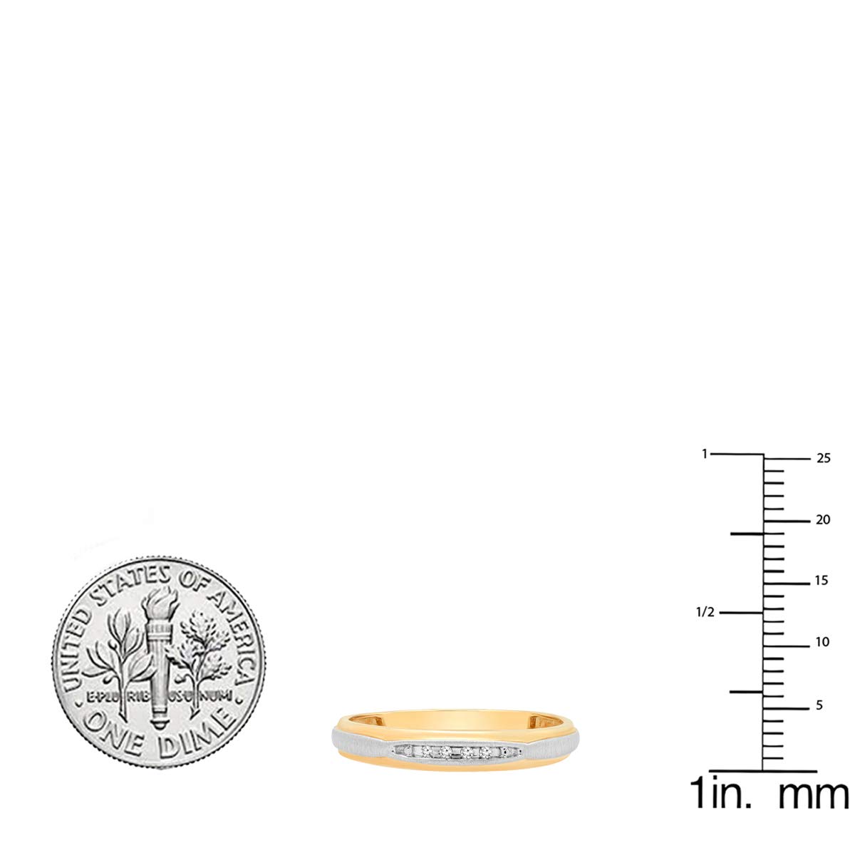 Dazzlingrock Collection 0.02 Carat (ctw) Two-Tone Round White Diamond 5 Stone Wedding Band for Women in 10K White & Yellow Gold, Size 4.5