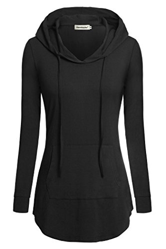 Nandashe Women Hoodies & Sweatshirts, Ladies Elegant Mock Neck Long Sleeve Professional Formal Company Business Office Shirts for Work Special Occasions with Pocket Black Large US Size 10-14