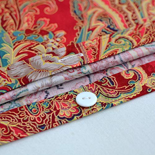 Softta Luxury European Floral Bedding Bohemian Queen 3 Pcs Damask Paisley Pattern Baroque Duvet Cover Sets 100% Egyptian Cotton 1000 Thread Count Burgundy red and Gold