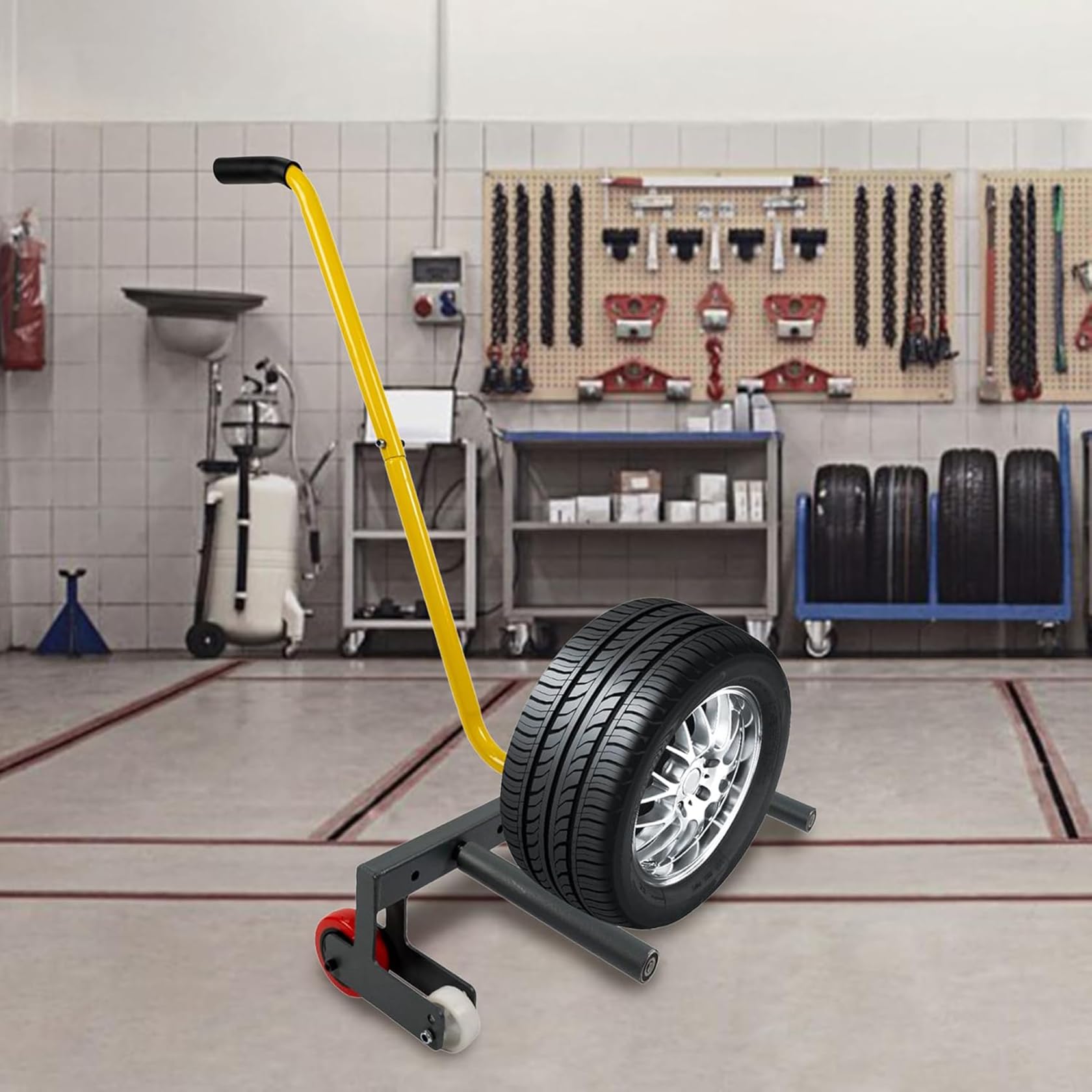 Hymula 440 LBS Load Capacity Heavy Duty Adjustable Wheel Dolly Tire Dolly Cart Tire Lifting Tool with Adjustable Roller for Workshop Trolley Changing Car, Truck, Skid Steer, ATV, and Trailer Tires