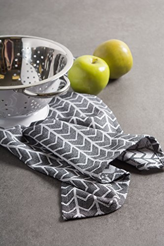 DII Herringbone Kitchen Collection, Dishtowel Set, 18x28, Black & White, 3 Piece