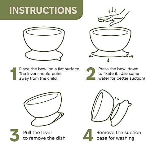 Nutrichef Baby and Toddler, 3 Compartment Plate, Bowl, and Spoon Feeding Set- Silicon Suction, Non-Toxic All Natural Bamboo Baby Food Plate with Silicon Bib