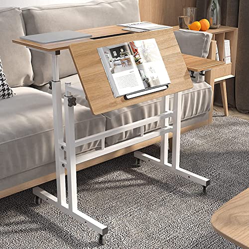 soges Adjustable Stand Up Desk 23.6 inches Computer Mobile Desk Workstation with Standing and Seating (Oak)