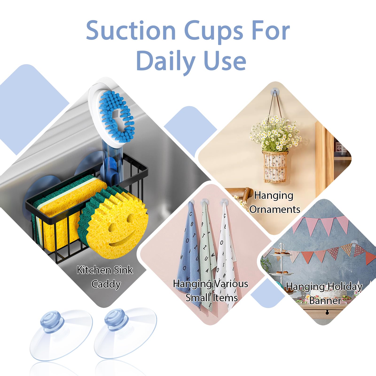Utobao Small Suction Cups,Plastic Suction Cups Without Hook,1.8 Inches Clear Replacement Sucker Pads for Glass Windows,Wall Door,Kitchen,Bathroom Organization and Home Decoration