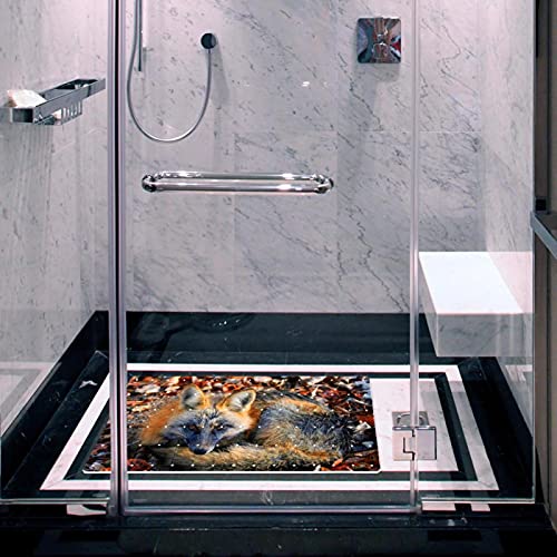 Non-Slip Bathtub Mats Foxes Fall Autumn Prints Soft Bath Tub Bathroom Shower Mat for Baby and Adults, Machine Washable