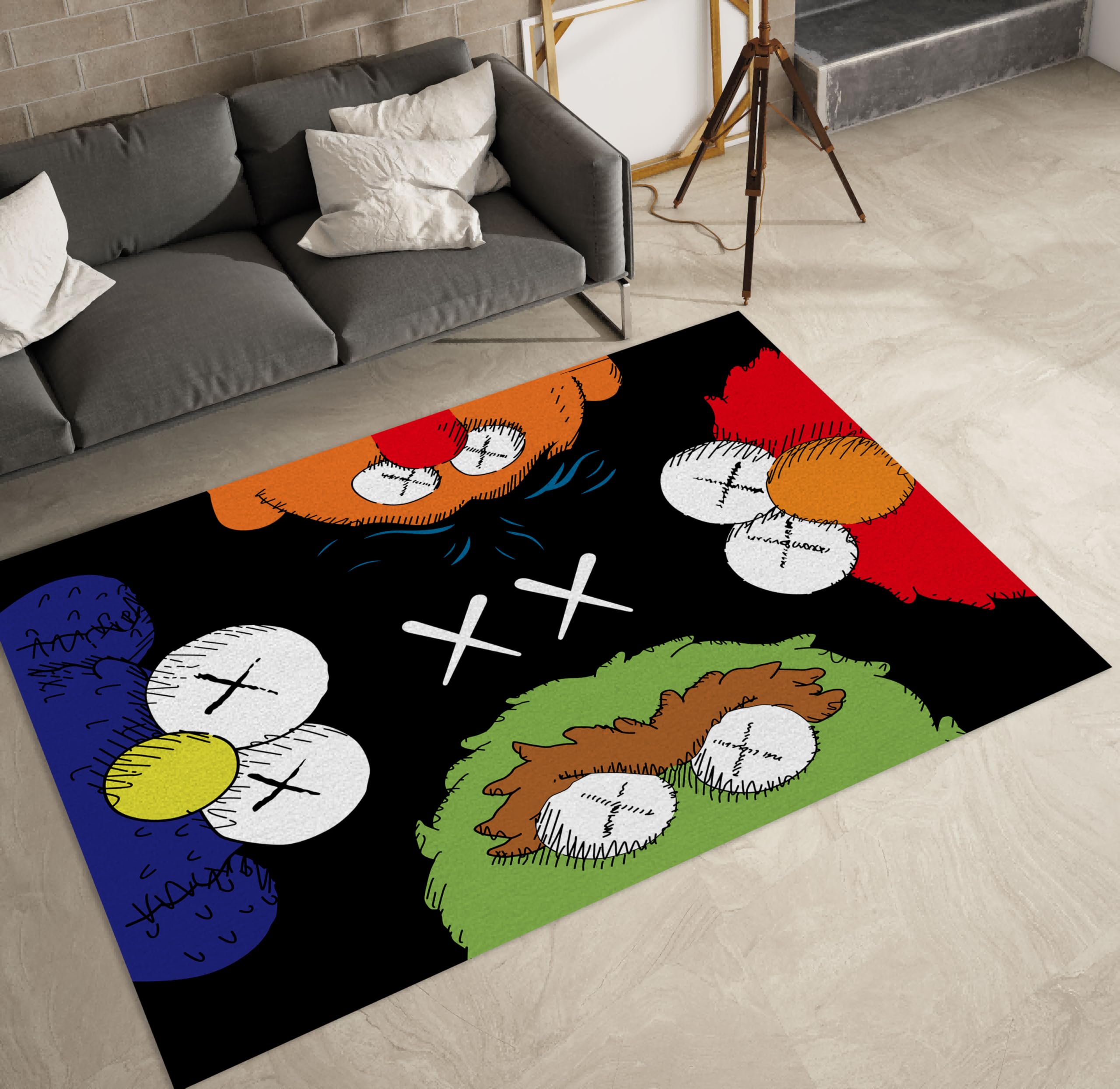 Hypebeast Area Rug Graffiti Art Decor Rugs Modern Abstract Art Pop Carpet for Living Room Bedroom Playroom Home Decor Non-Slip Mat Gift for Christmas 3.3' x 5'
