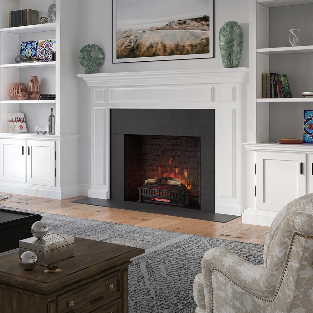 Country Living 23 inch Electric Log Set | 1000 Sq Ft Heater - Faux Logs Insert with Infrared Flames for Existing Fireplaces | Remote Control Included