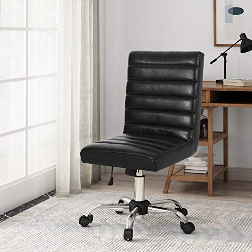 Christopher Knight Home Reed Contemporary Channel Stitch Swivel Office Chair, Midnight Black + Silver