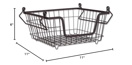 DII Metal Wire Mesh Stackable Utility Storage Bin, Small, 11x11x6, Black
