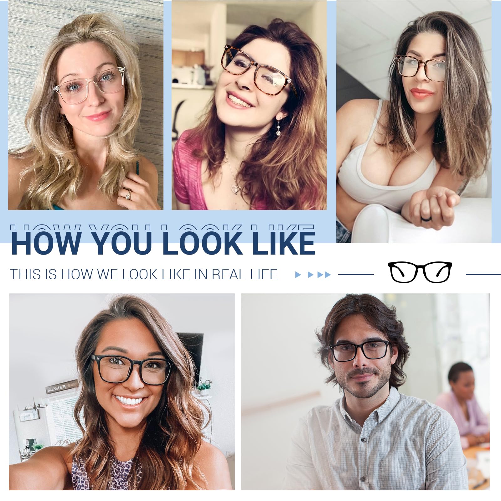 CCVOO 5 Pack Reading Glasses Blue Light Blocking, Filter UV Ray/Glare Computer Readers Fashion Nerd Eyeglasses Women/Men (*C1 Mix, 1.75)