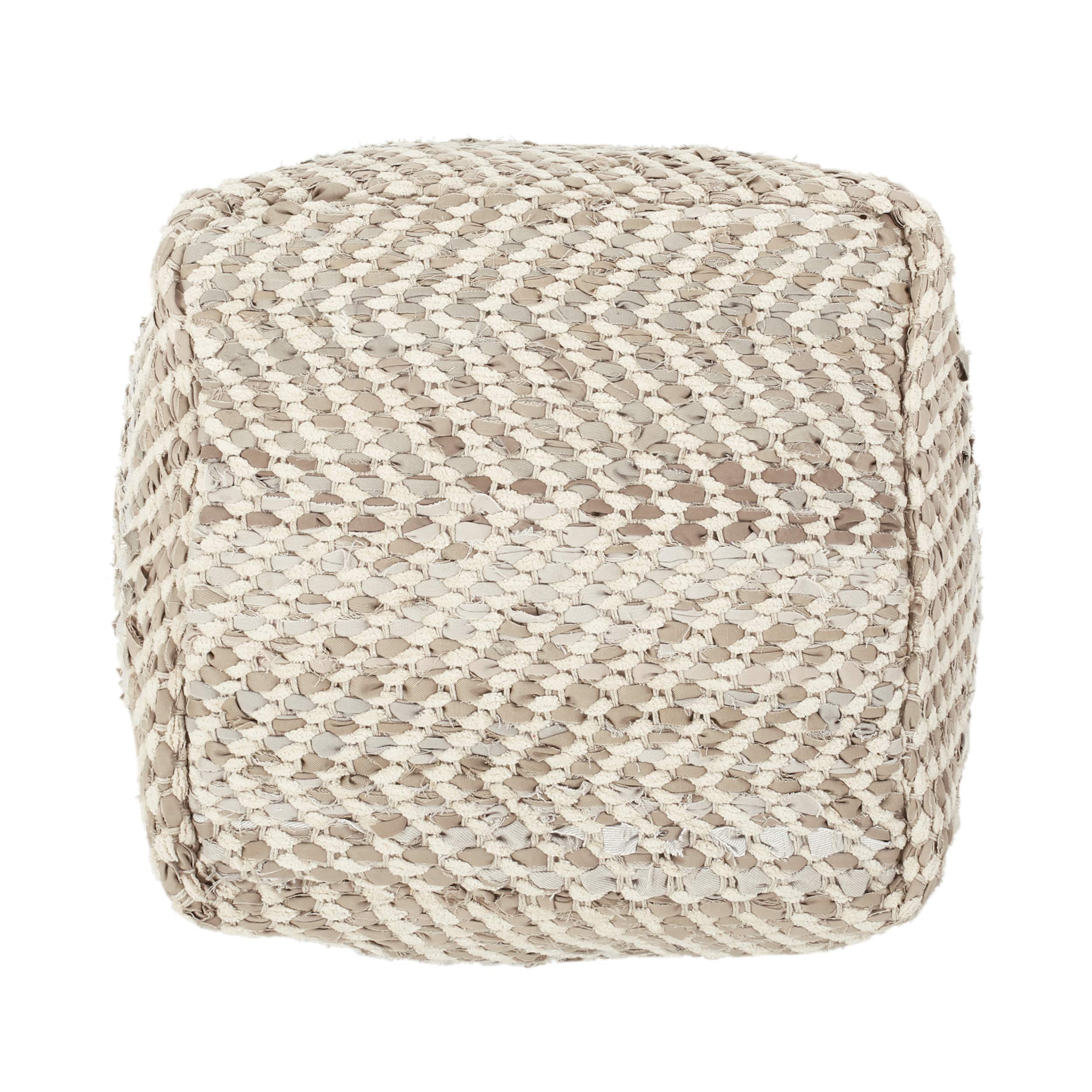 Christopher Knight Home Pouf, Ivory + Beige