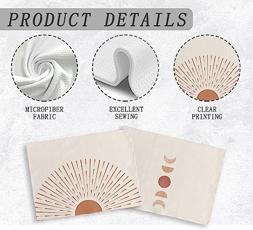NOQL Boho Abstract Sun Sunrise Sunburst Sunshine and Moon Phase Kitchen Towels and Dishcloths Sets of 2,Boho Absorbent Drying Cloth Hand Towels Tea Towels for Bathroom Kitchen,16×24 inches