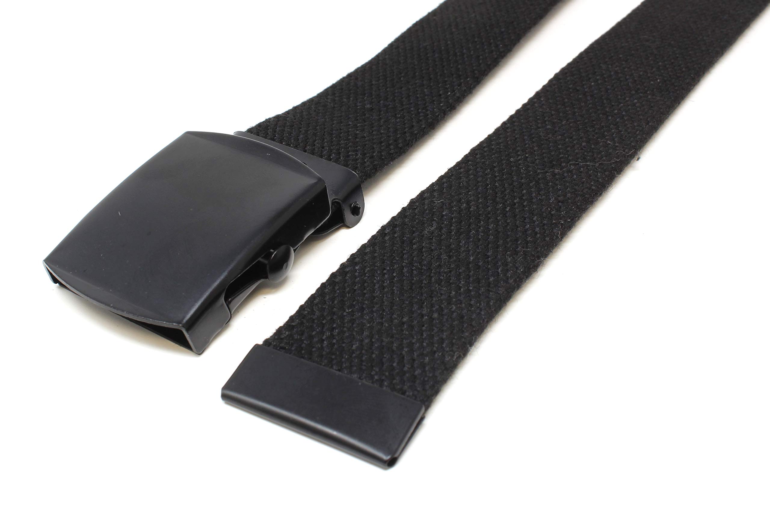 Canvas Web Belt Military Style with Black Buckle and Tip 56" Long Many Colors (Black)