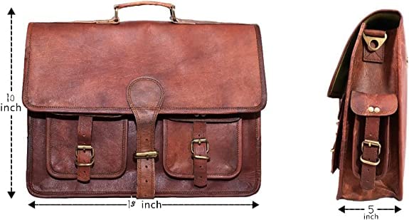 JMD Arts Leather Messenger Bag for Men Women - Full Grain Leather Laptop Satchel Office Shoulder Bag (Brown) gives vintage look,Brown