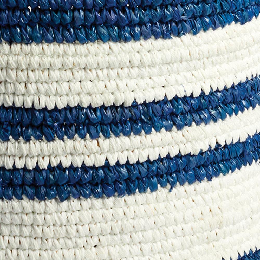 MY SWANKY HOME Set 2 Large Coastal Casual Blue White Stripe Tall Hamper Tote Baskets Handles